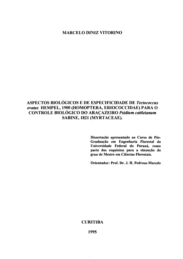 (PDF) ASPECTOS BIOLÓGICOS E DE ESPECIFICIDADE DE Tectococcus ovatus ...