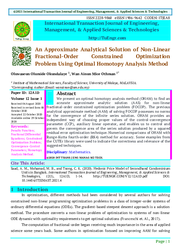 (PDF) An Approximate Analytical Solution of Non-Linear Fractional-Order ... (PDF) An Approximate Analytical Solution of Non-Linear Fractional-Order ...