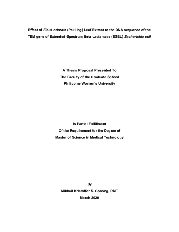 (DOC) Effect of Ficus odorata (Pakiling) Leaf Extract to the DNA ...