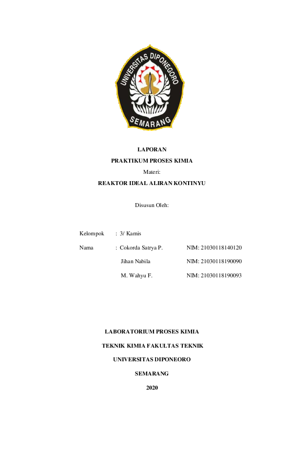 (PDF) Laporan PDF ACC Materi Reaktor Ideal Aliran Kontinyu (RIAK ...