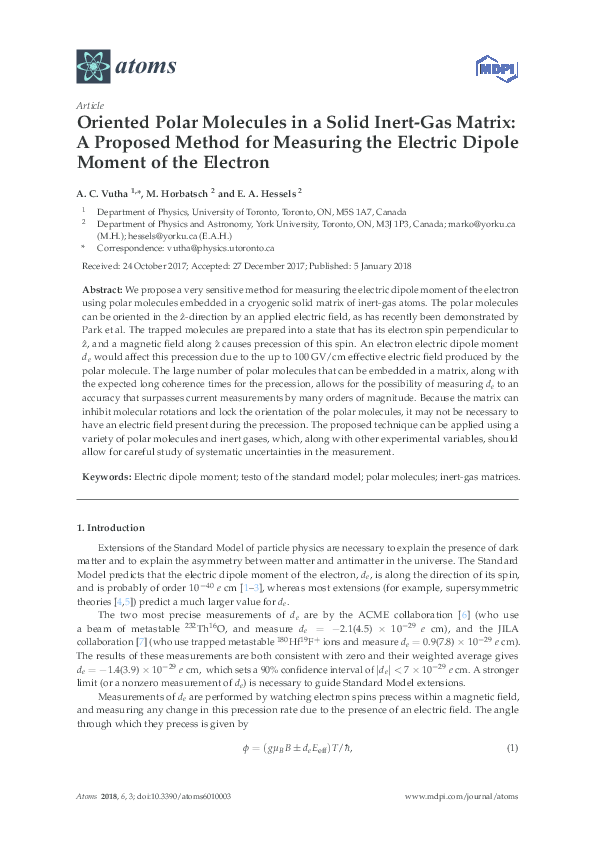 (PDF) Oriented Polar Molecules in a Solid Inert-Gas Matrix: A Proposed ...