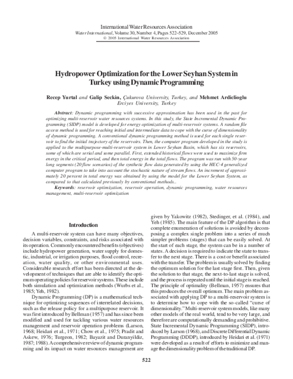 (PDF) International Water Resources Association Hydropower Optimization ...