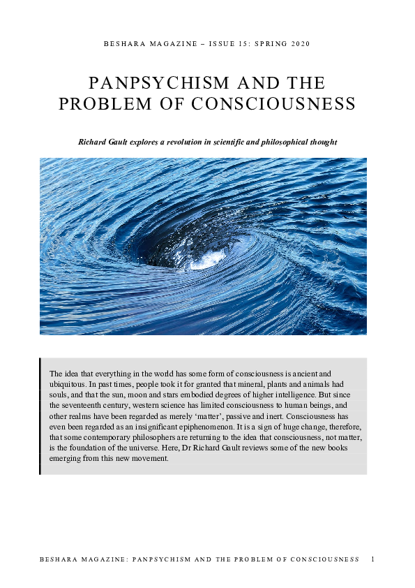(PDF) PANPSYCHISM AND THE PROBLEM OF CONSCIOUSNESS