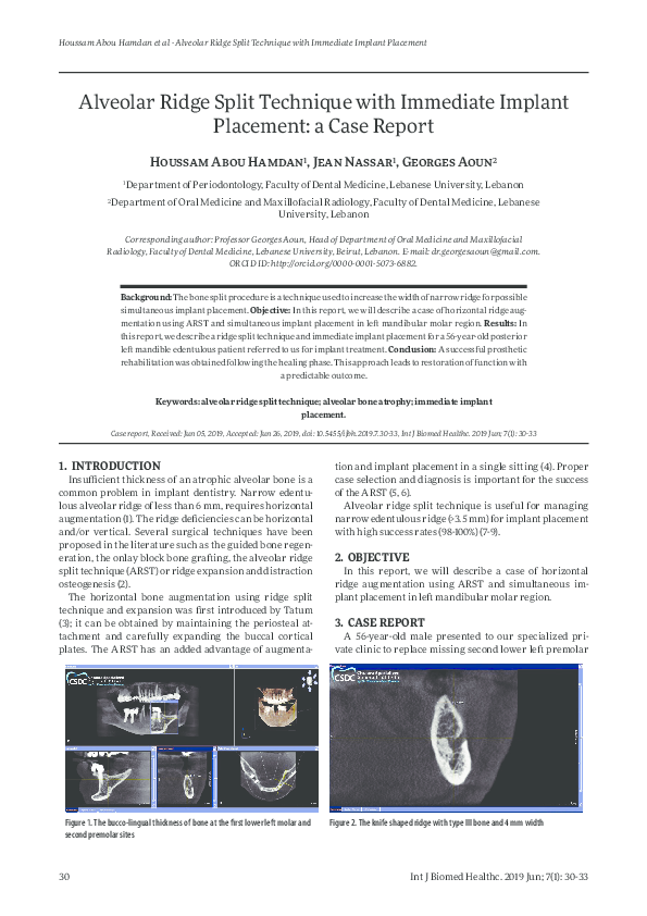 (PDF) Alveolar Ridge Split Technique with Immediate Implant Placement ...