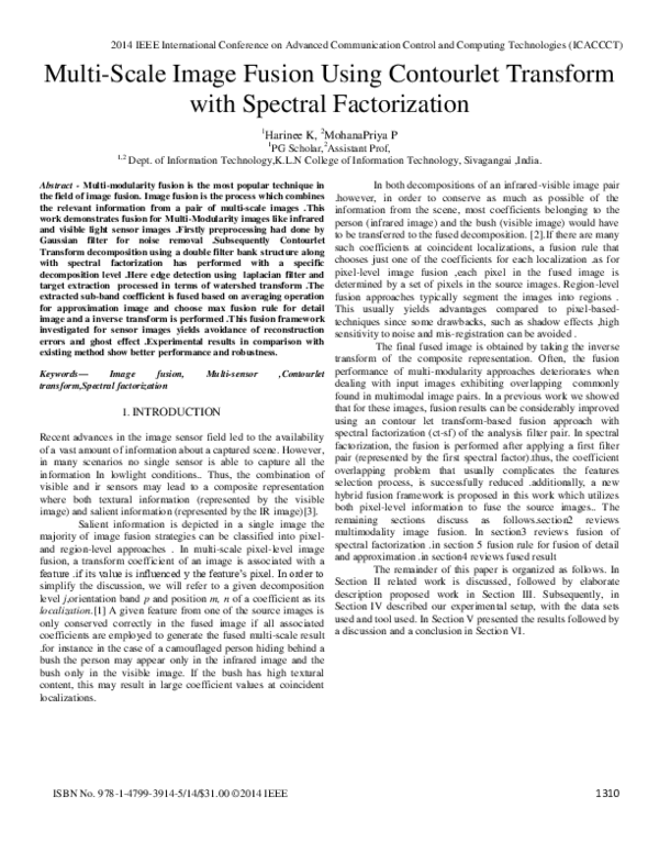 (PDF) Multi-Scale Image Fusion Using Contourlet Transform with Spectral ...