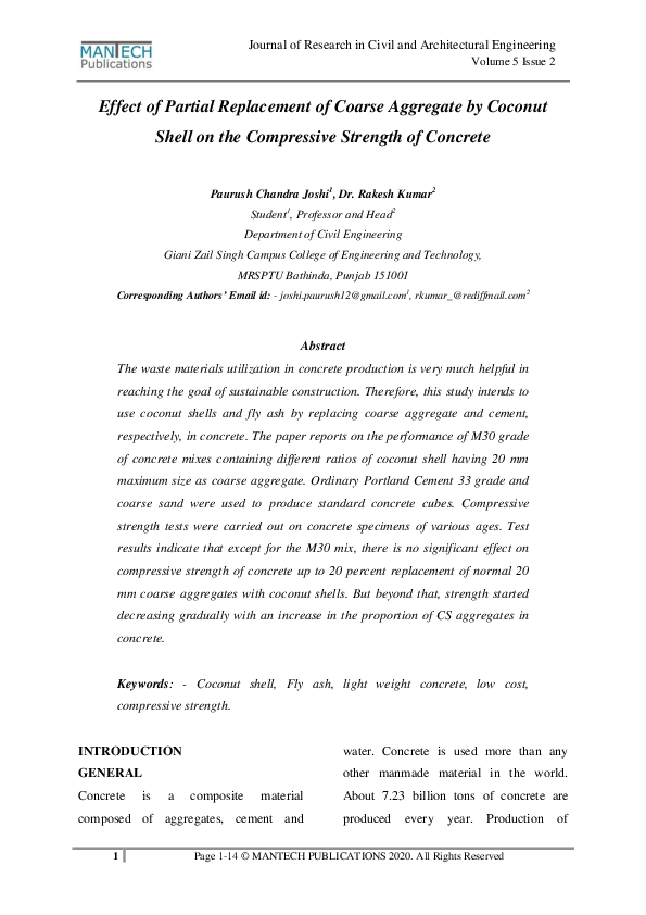 (PDF) Effect of Partial Replacement of Coarse Aggregate by Coconut ...