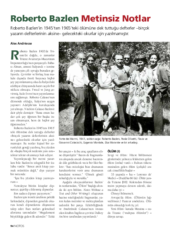 (PDF) Alex Andriesse - Roberto Bazlen: Metinsiz Notlar (Notos 81)