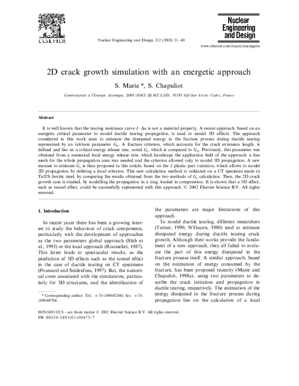 (PDF) 2D crack growth simulation with an energetic approach
