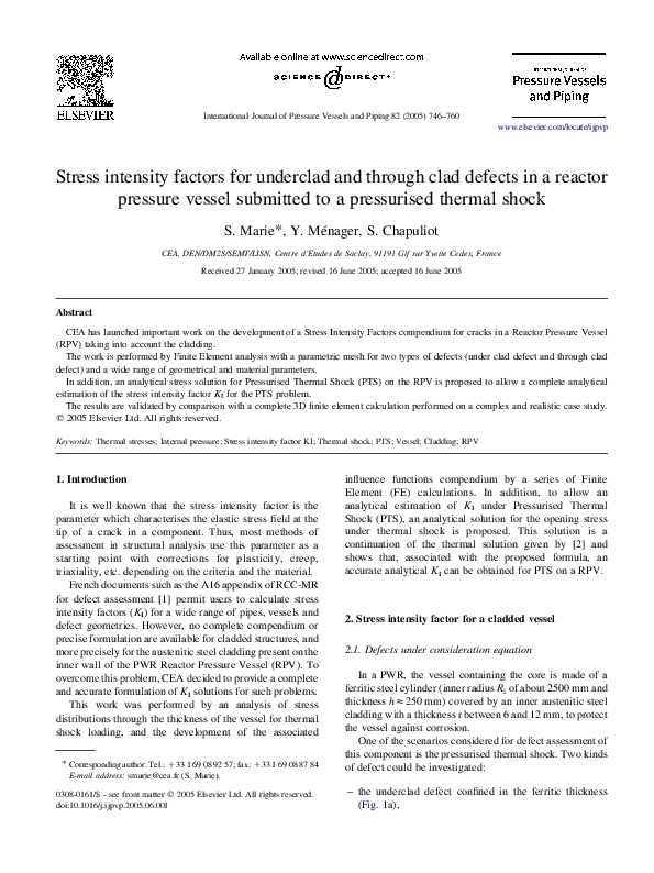 (PDF) Stress intensity factors for underclad and through clad defects ...