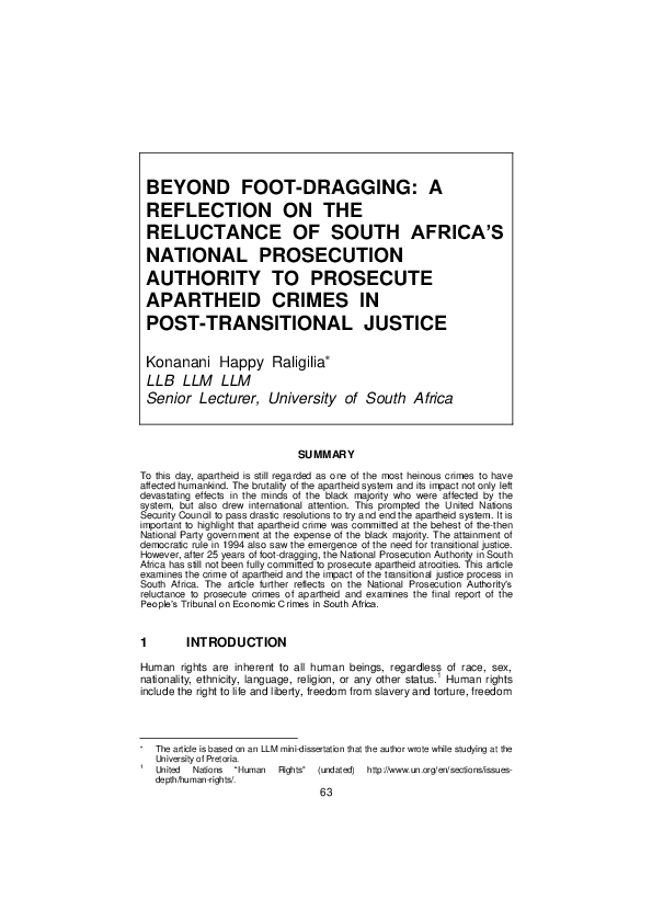 (PDF) BEYOND FOOT-DRAGGING: A REFLECTION ON THE RELUCTANCE OF SOUTH ...