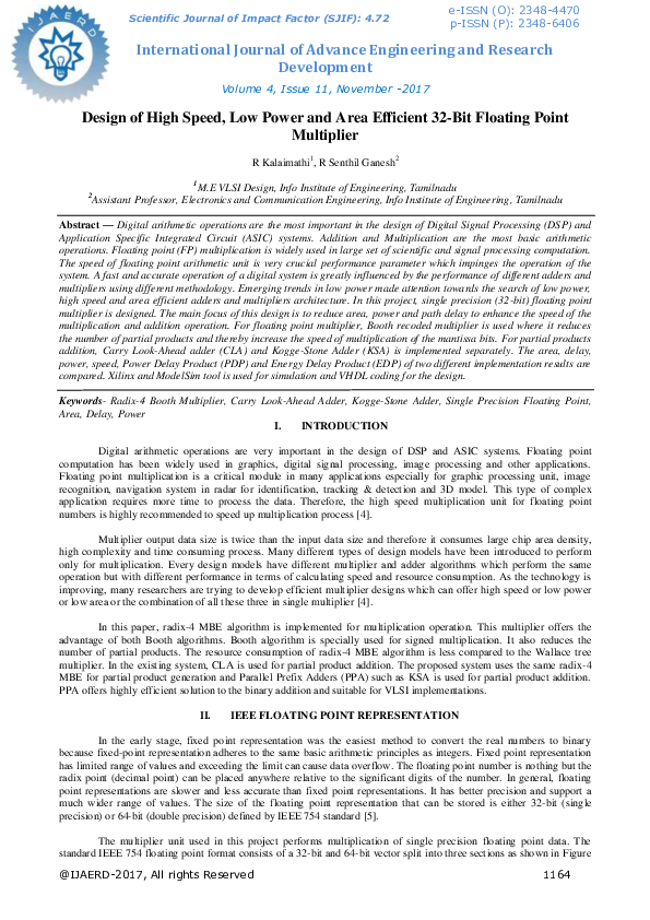 Pdf Design Of High Speed Low Power And Area Efficient 32 Bit