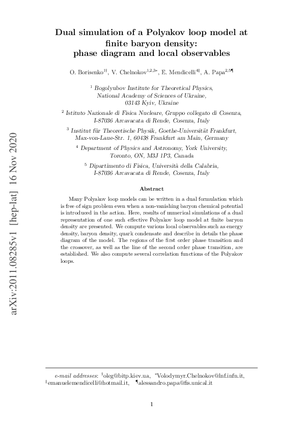 Pdf Dual Simulation Of A Polyakov Loop Model At Finite Baryon Density Phase Diagram And Local