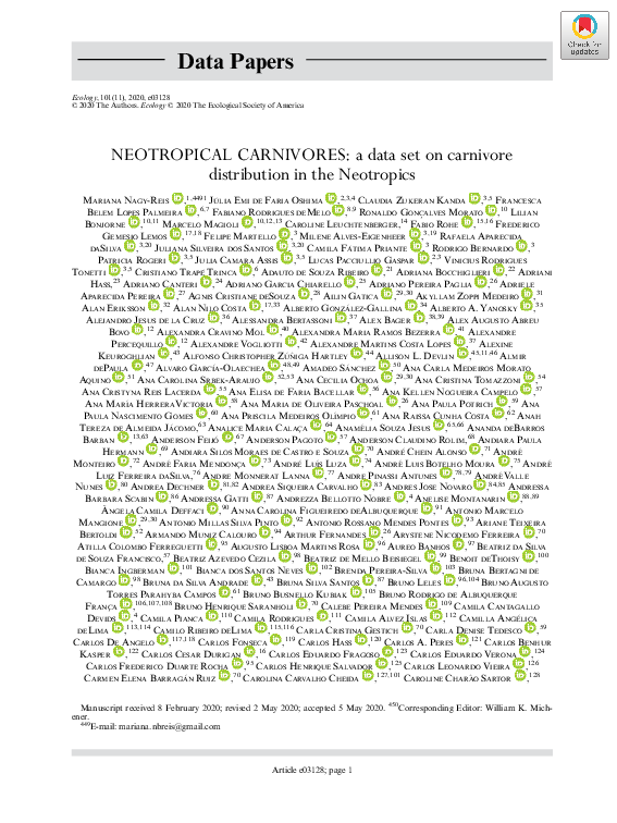 (PDF) NEOTROPICAL XENARTHRANS: a data set of occurrence of xenarthran ...