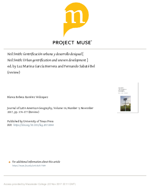 (PDF) Neil Smith: Gentrificación urbana y desarrollo desigual [Neil ...