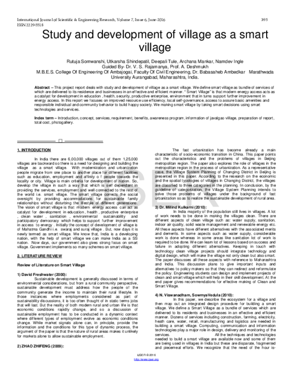 (PDF) Study and development of village as a smart village
