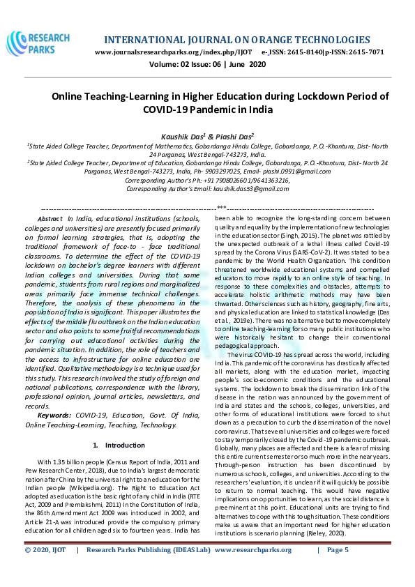 (PDF) Online Teaching-Learning in Higher Education during Lockdown ...