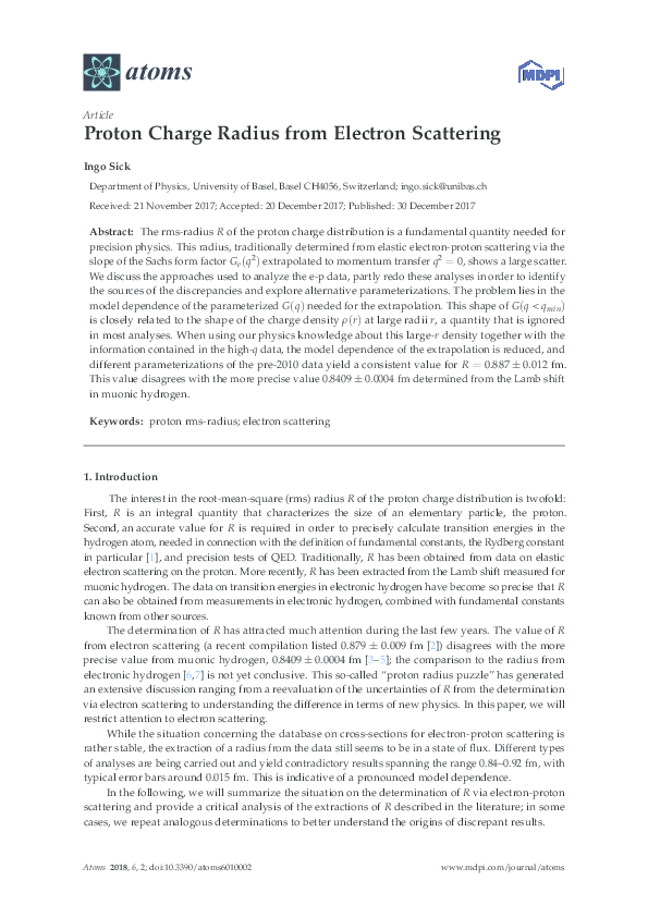 (PDF) Proton Charge Radius from Electron Scattering