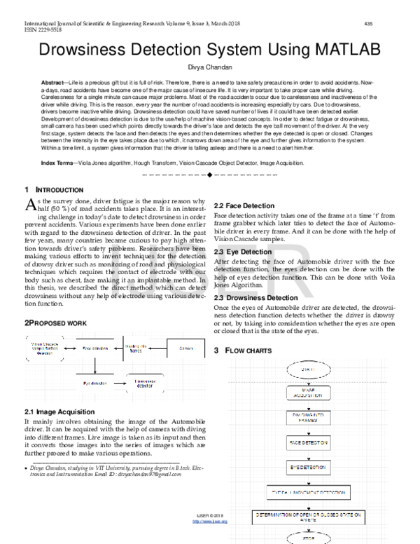 Pdf Drowsiness Detection System Using Matlab 