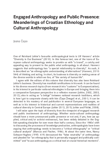 (PDF) Engaged Anthropology and Public Presence: Meanderings of Croatian ...