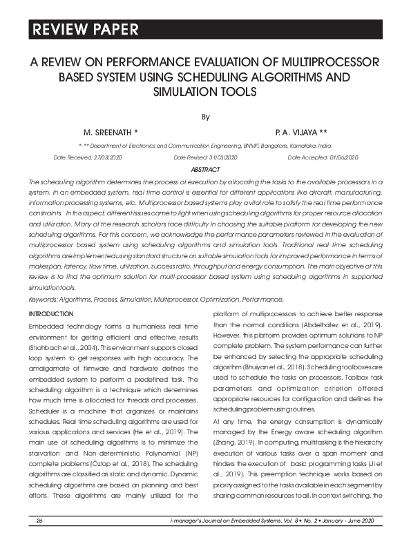 Pdf A Review On Performance Evaluation Of Multiprocessor Based System Using Scheduling