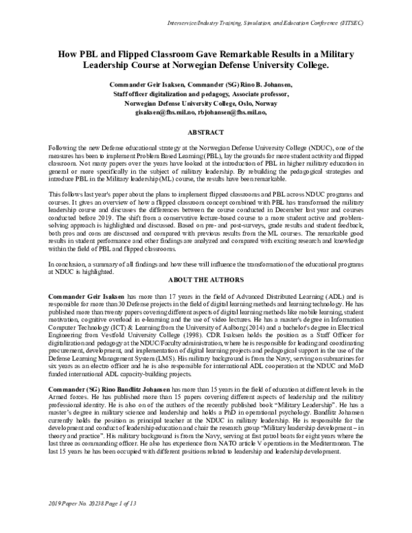 (PDF) How PBL and Flipped Classroom Gave Remarkable Results in Higher ...