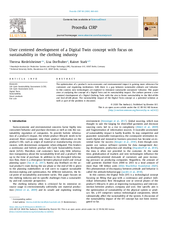 (PDF) User centered development of a Digital Twin concept with focus on sustainability in the ...