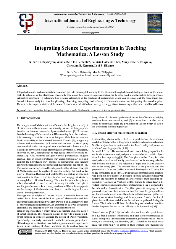 (PDF) Integrating Science Experimentation in Teaching Mathematics: A ...