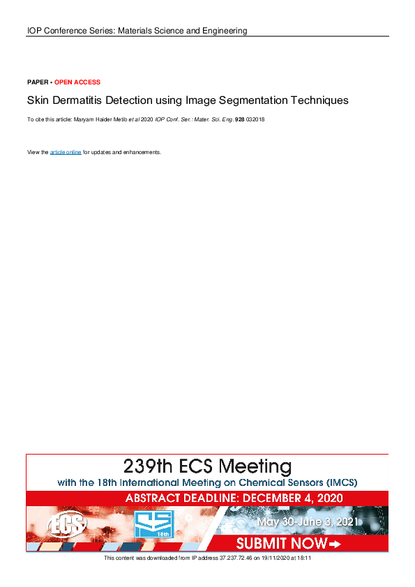 Pdf Skin Dermatitis Detection Using Image Segmentation Techniques