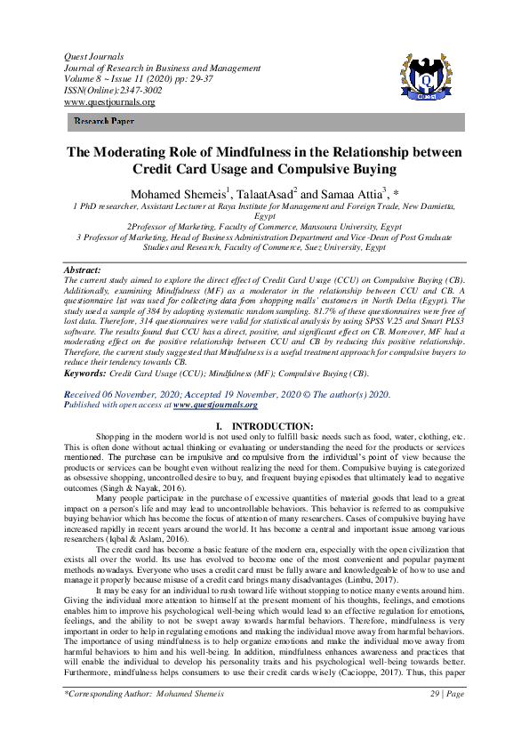 (PDF) The Moderating Role of Mindfulness in the Relationship between ...