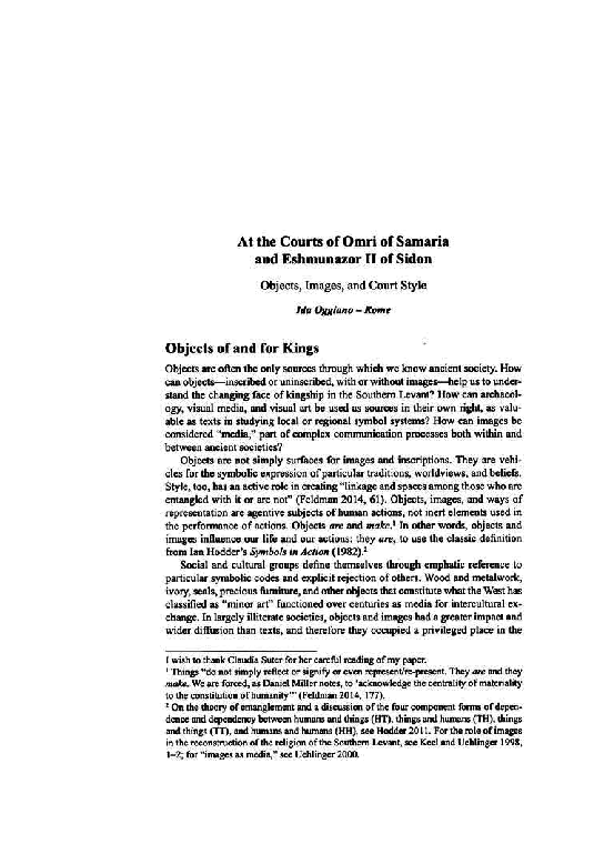 (PDF) At the Courts of Omri of Samaria and Eshmunazor II of Sidon ...
