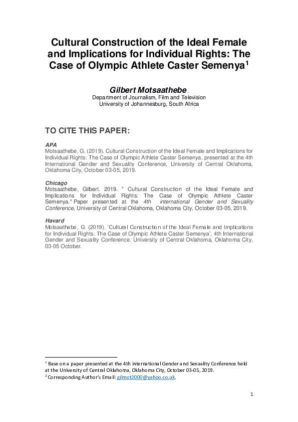 (PDF) Cultural Construction of the Ideal Female and Implications for Individual Rights: The Case ...