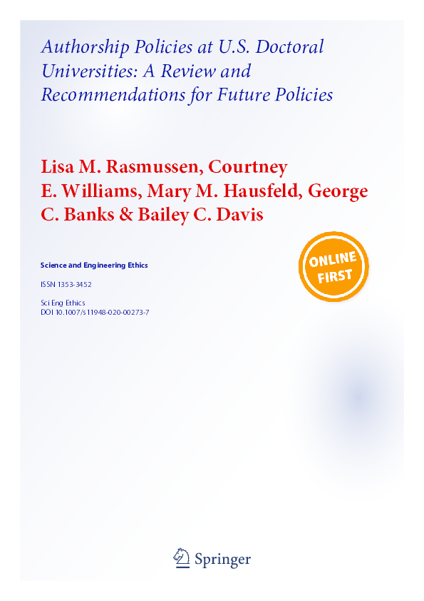 Authorship policies — the authorship project | authorship and ...