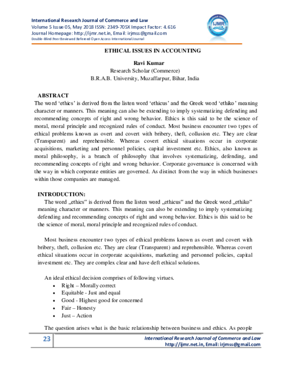 (PDF) ETHICAL ISSUES IN ACCOUNTING