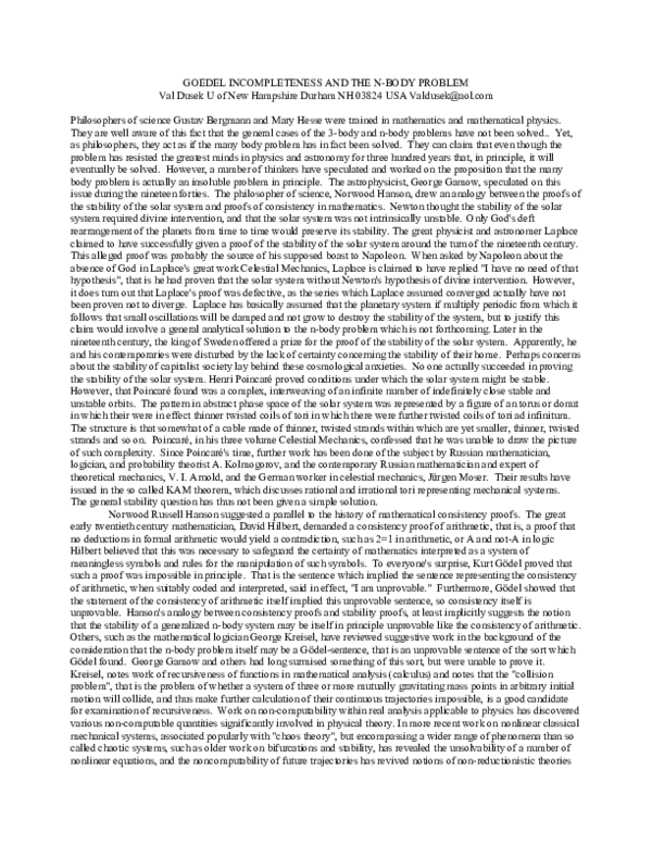 (DOC) GOEDEL& N-BODY | Val Dusek - Academia.edu