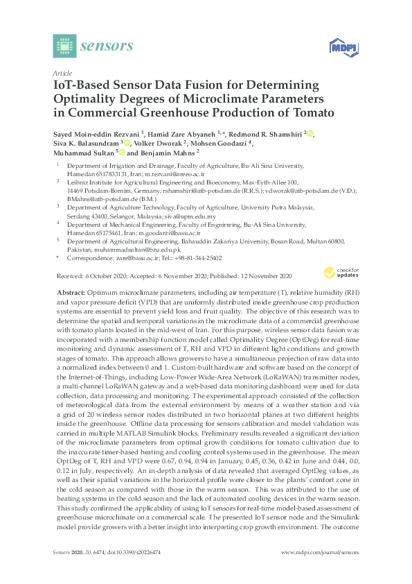 (PDF) IoT-Based Sensor Data Fusion for Determining Optimality Degrees ...
