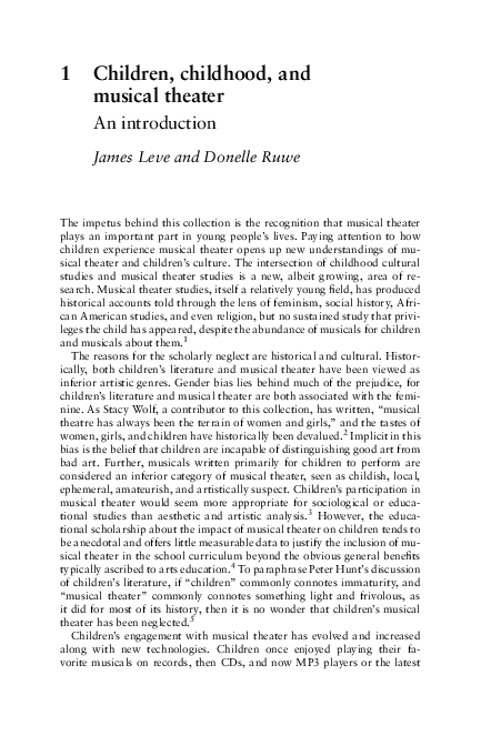 (PDF) Children, Childhood, and Musical Theater: An Introduction