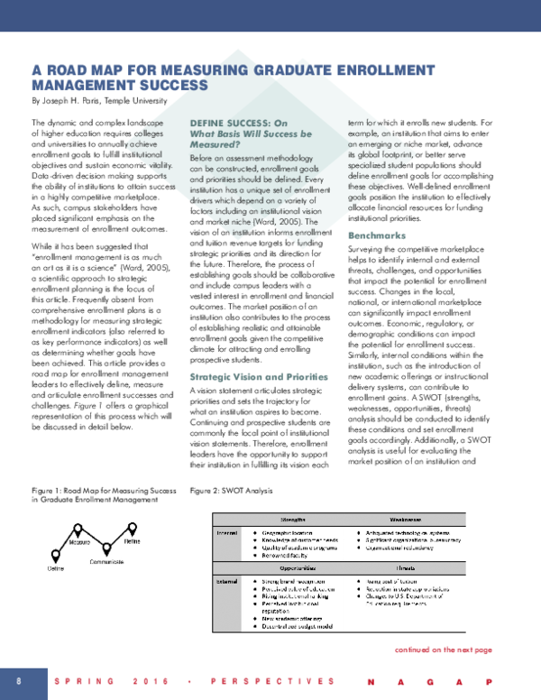 (PDF) A Road Map for Measuring Graduate Enrollment Success