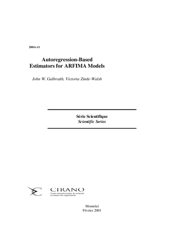 (PDF) Autoregression-Based Estimators for ARFIMA Models