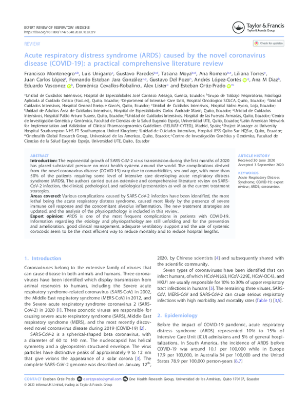 (PDF) Acute respiratory distress syndrome (ARDS) caused by the novel ...