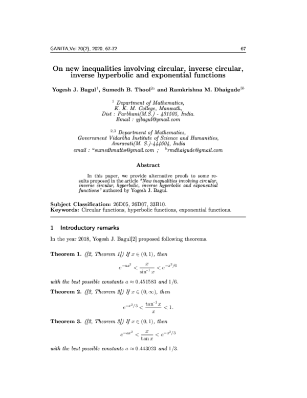(PDF) On new inequalities involving circular, inverse circular, inverse hyperbolic and ...