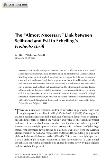(PDF) The "Almost Necessary" Link Between Selfhood and Evil in ...