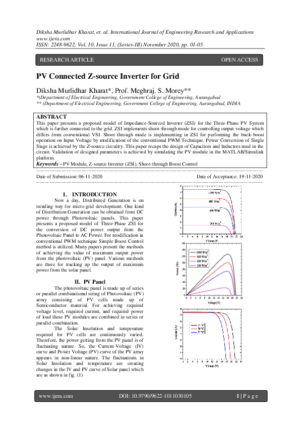 (PDF) PV Connected Z-source Inverter for Grid