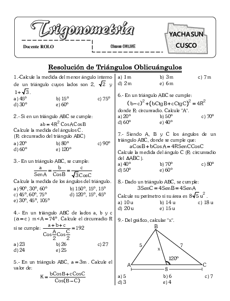 (PDF) Resolución de Triángulos Oblicuángulos (1)
