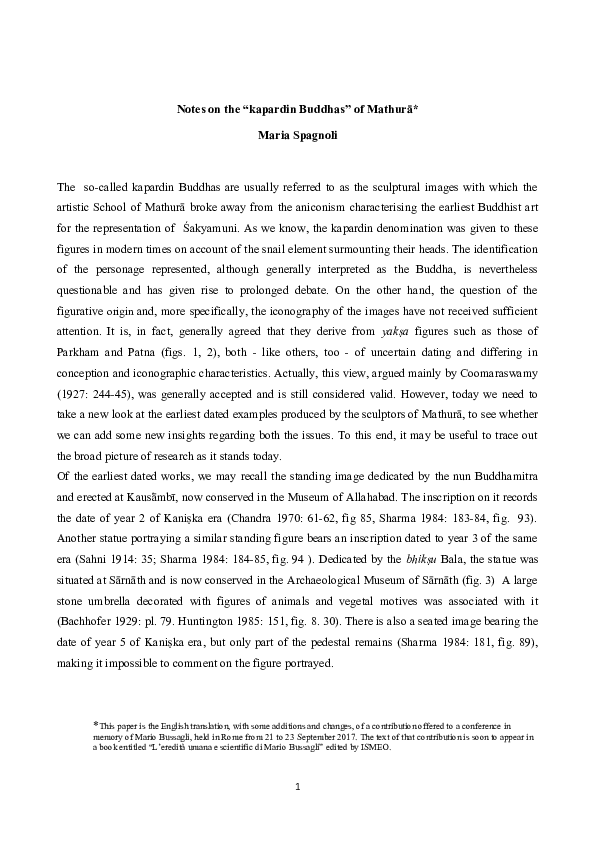(DOC) Notes on the "kapardin Buddhas" of Mathurā