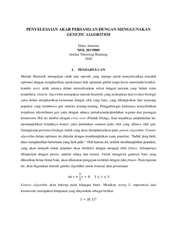 (PDF) Metode Optimasi Lanjut: Penyelesaian Akar Persamaan dengan ...