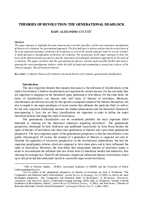 (PDF) THEORIES OF REVOLUTION: THE GENERATIONAL DEADLOCK