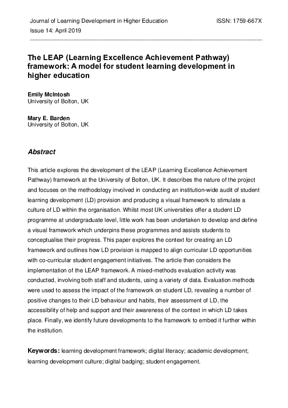 (PDF) The LEAP (Learning Excellence Achievement Pathway) framework: A ...
