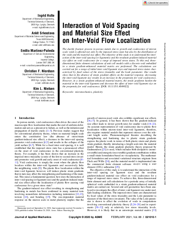 (PDF) Interaction of Void Spacing and Material Size Effect on Inter ...