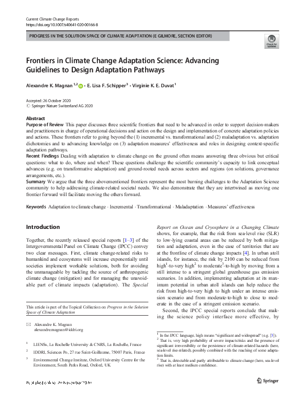 (PDF) Frontiers in Climate Change Adaptation Science: Advancing ...