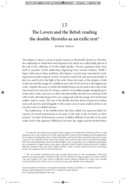 (PDF) The Lovers and the Rebel: Reading the Double Heroides as an ...